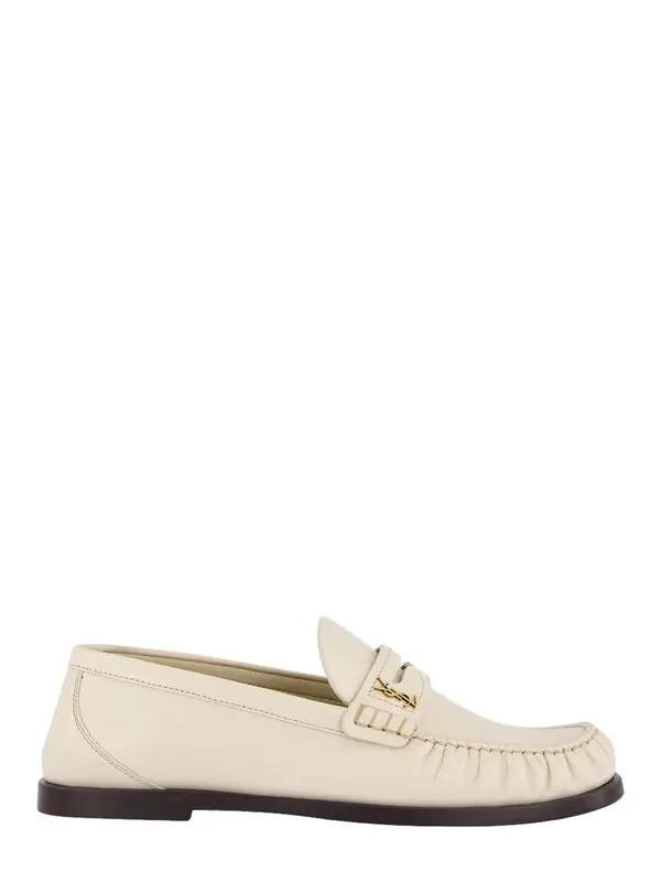 Saint Laurent Loafers With Cassandre - Cream