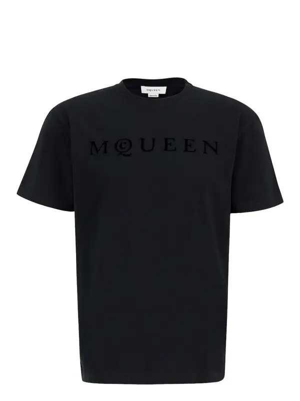 Alexander McQueen Flocked Logo T-shirt - Black