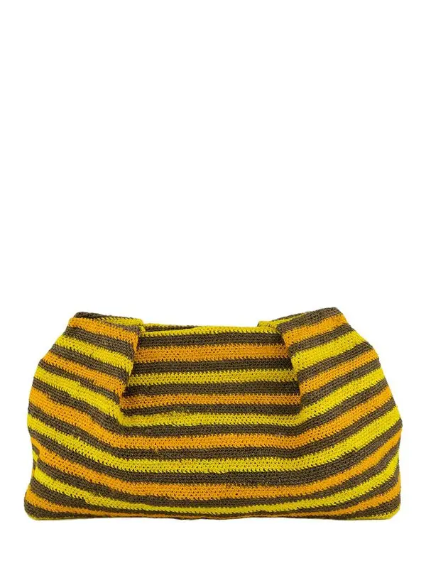 SENSI STUDIO Striped Sisal Medium Pouch - Brown