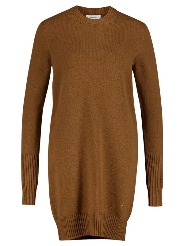 FERRAGAMO Cashmere Mini Dress - Brown