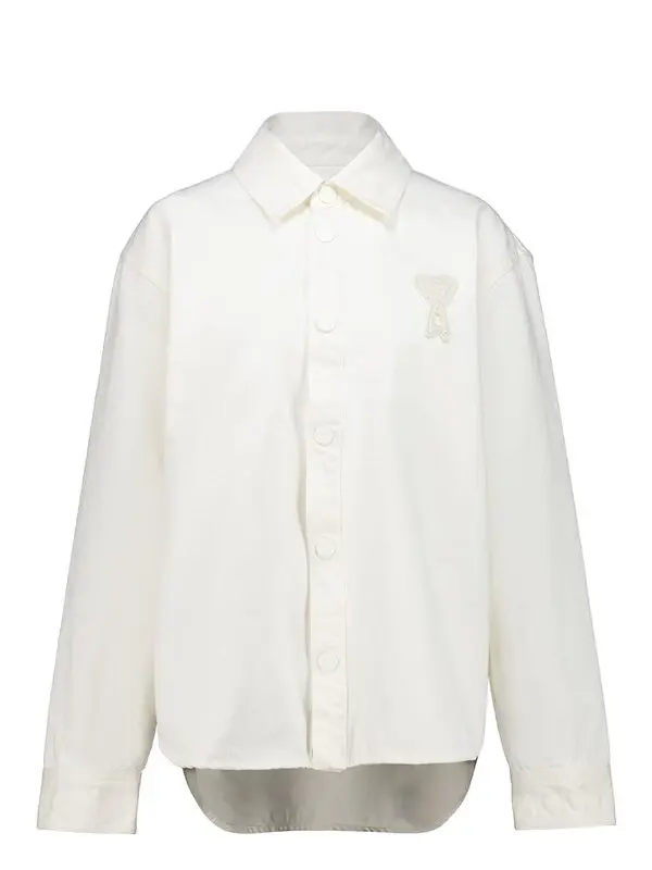 AMI Paris Cotton Knitted De Coeur Overshirt - White