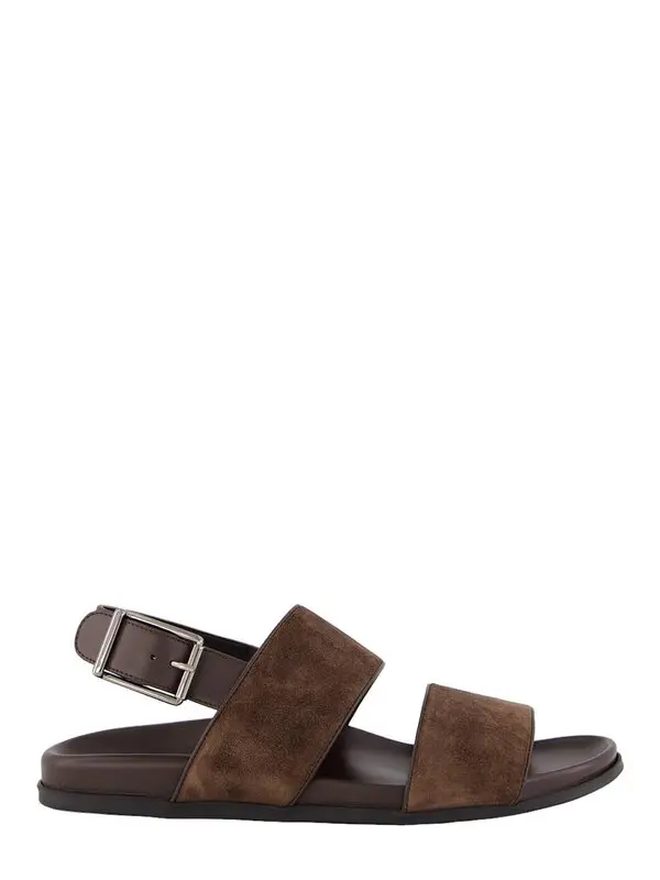 Manolo Blahnik Golby Suede Fussbett Sandals - Brown