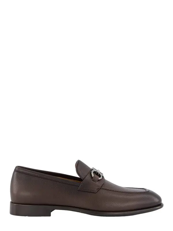 FERRAGAMO Testa Di Moro Loafer With Gancini Ornament - Brown