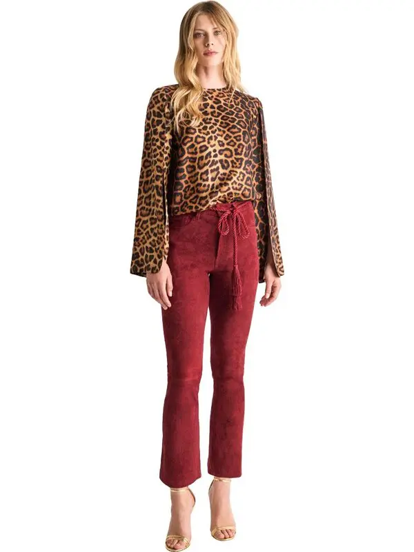 PAULA Acorus Junglito Print Silk Blouse - Brown