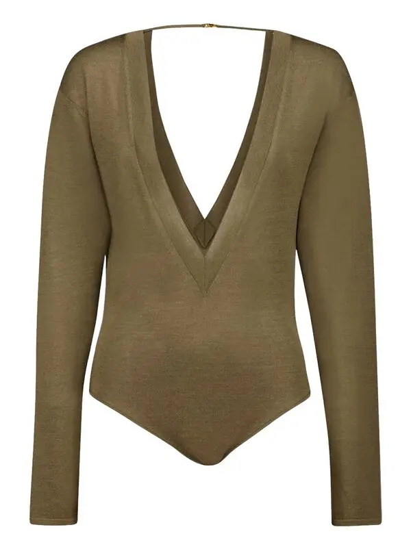 Saint Laurent V-neck Bodysuit - Brown
