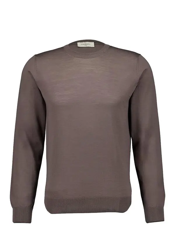 PIACENZA CASHMERE 1733 Virgin Wool Crew Neck Sweater - Brown