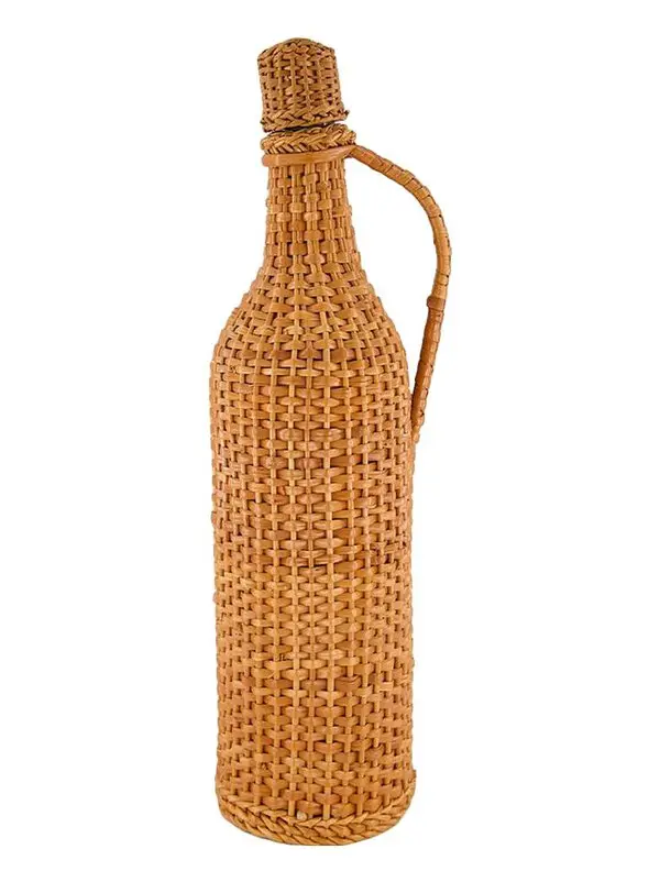 HOUSE OF CAPRICORN Camacha Natural Wicker Glass Flask - Brown