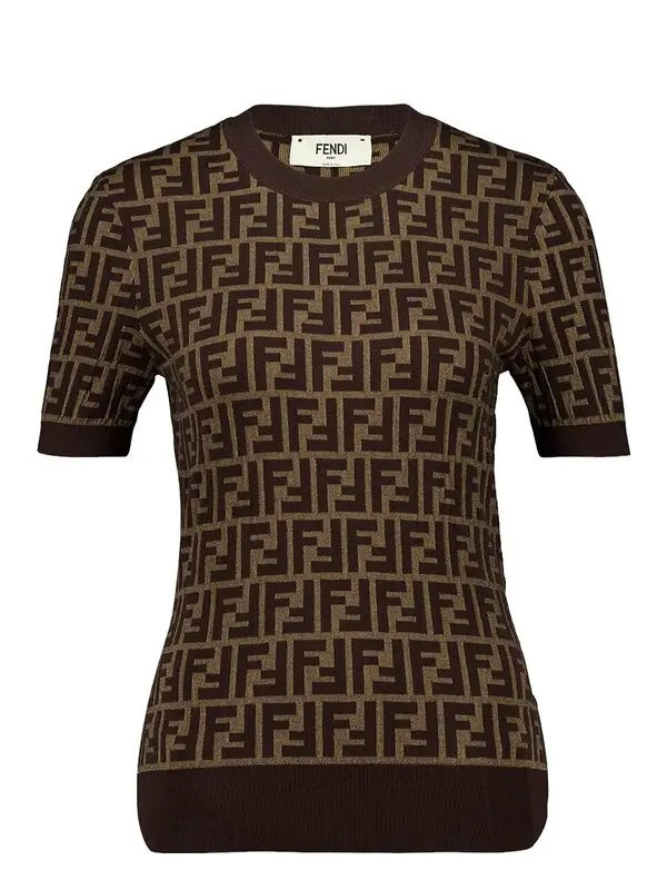 Fendi Ff Jacquard Cotton Jumper - Brown
