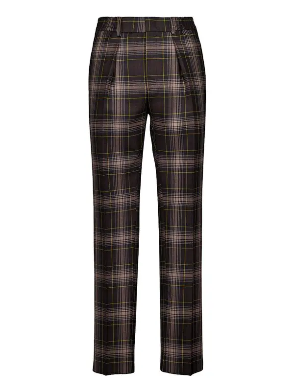Fendi Tartan Wool Cigarette Trousers - Brown