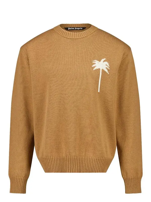 Palm Angels Palm Tree Intarsia Crewneck Jumper - Brown