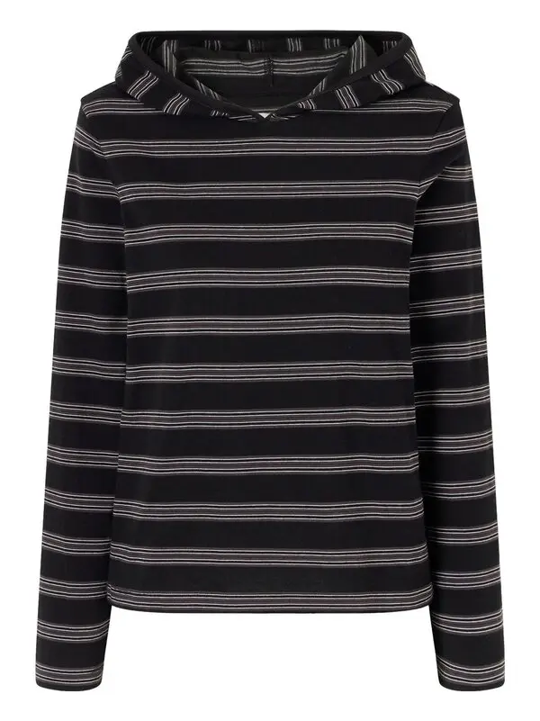 Still Here Nellie Striped Jersey Hooded T-shirt - Black