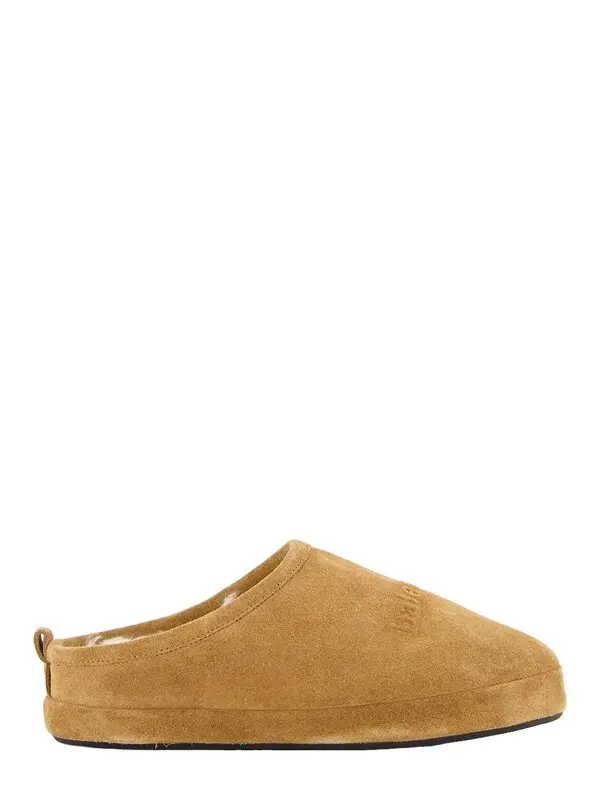 Balenciaga Alaska Suede Shearling Slippers - Brown