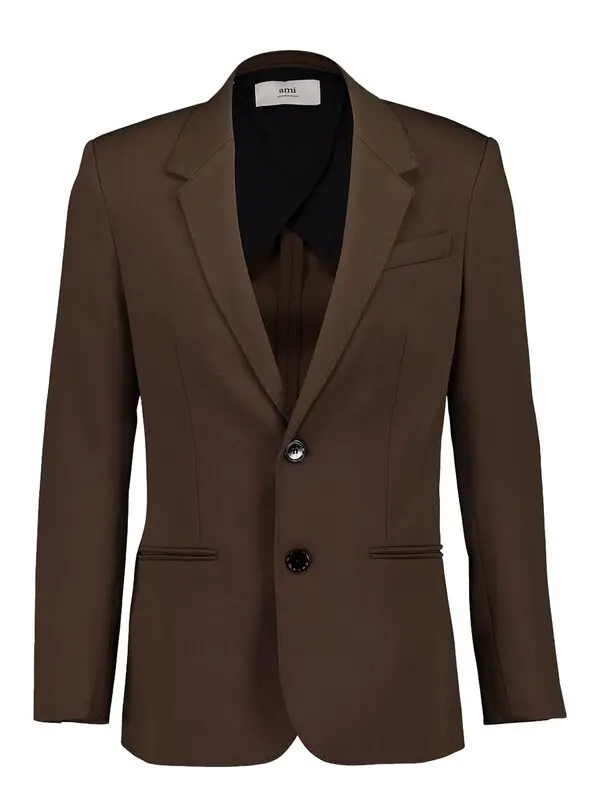 AMI Paris Wool Gabardine Semi-lined Jacket - Brown