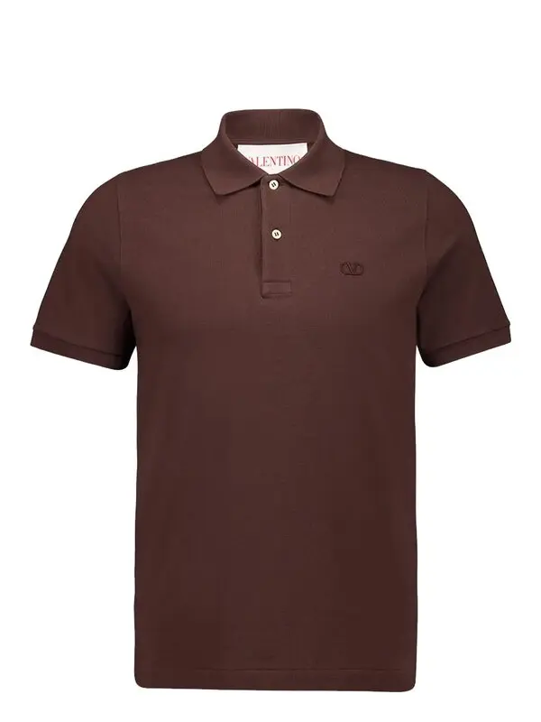 Valentino Garavani Cotton Polo With Vlogo Embroidery - Brown