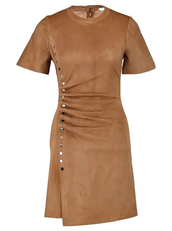 Rabanne Draped Suede Mini Dress - Brown