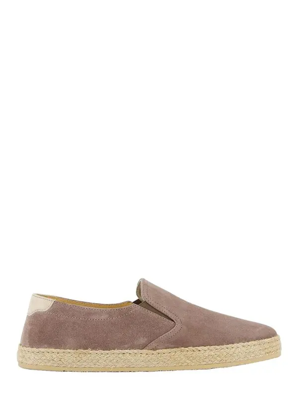 Brunello Cucinelli Washed Suede Slip-ons With Rope Detail - Brown