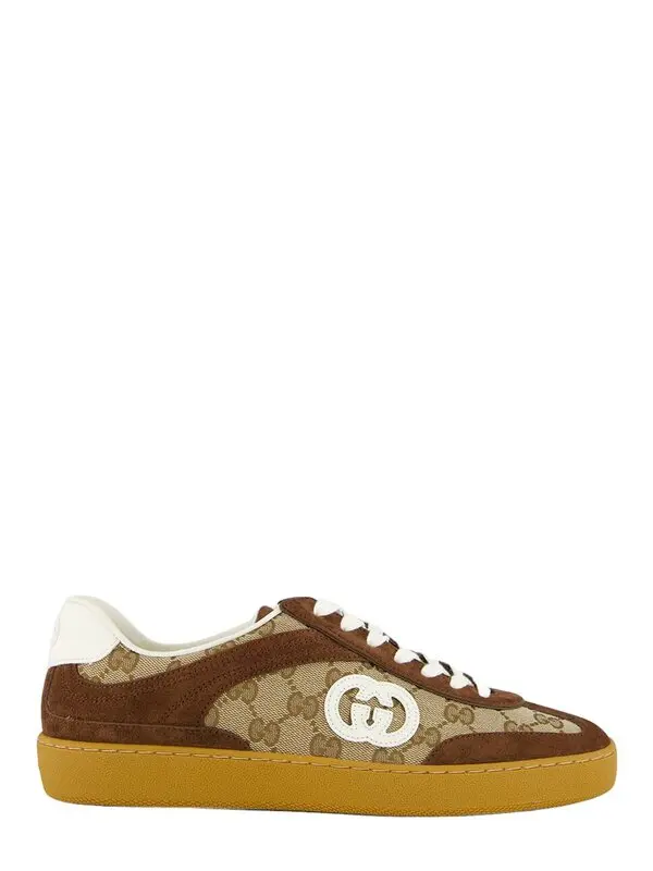 Gucci Trainer In Dark Suede With Interlocking G Logo - Brown