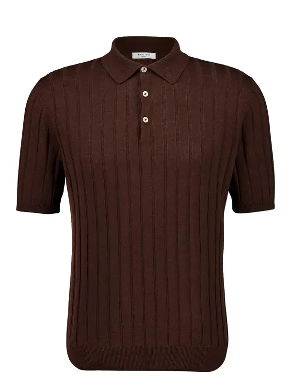 Boglioli Ribbed Linen-cotton Polo Shirt - Brown