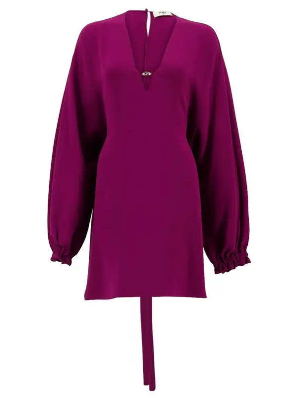 Fendi Cady Silk Mini Dress - Burgundy