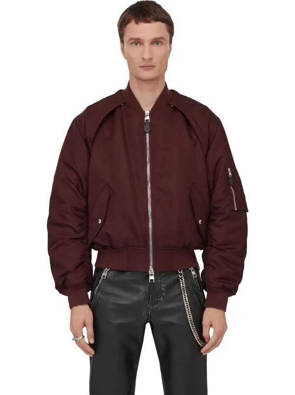 Alexander McQueen Detachable Sleeve Bomber Jacket - Burgundy