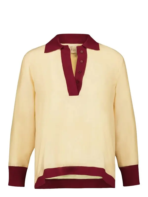PAULA Diane Silk V-neck Longsleeve - Burgundy