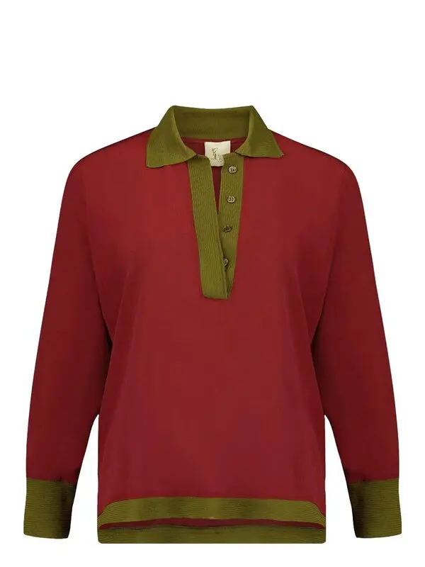 PAULA Silk V-neck Blouse - Burgundy