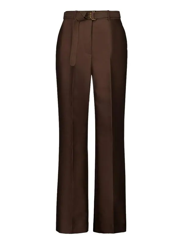Zimmermann Illuminate Straight-fit Wool Trousers - Brown