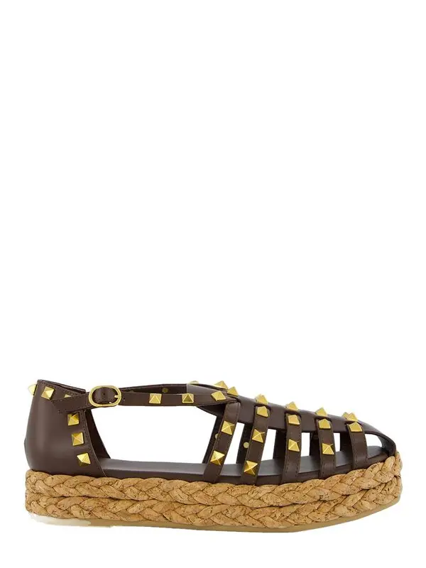 Valentino Garavani Rockstud Espadrille Sandals - Brown