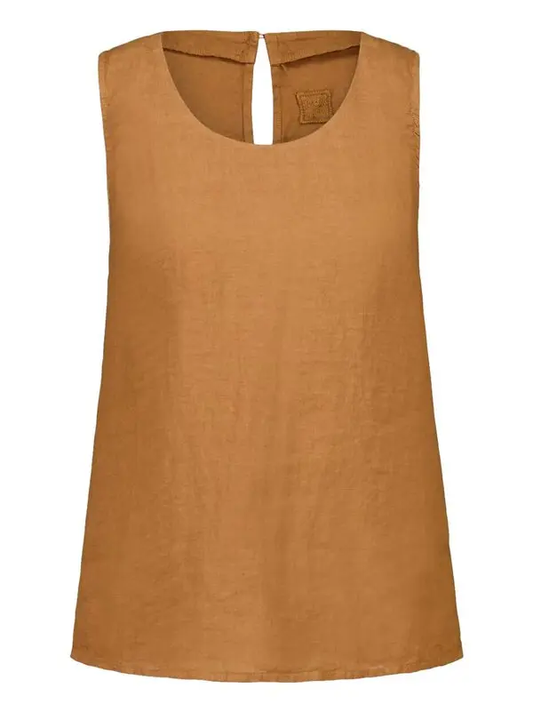 120% Lino Sleeveless Linen Top - Brown