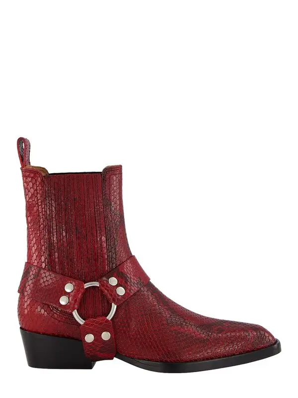 Paris Texas Helena Python Ankle Boots - Burgundy