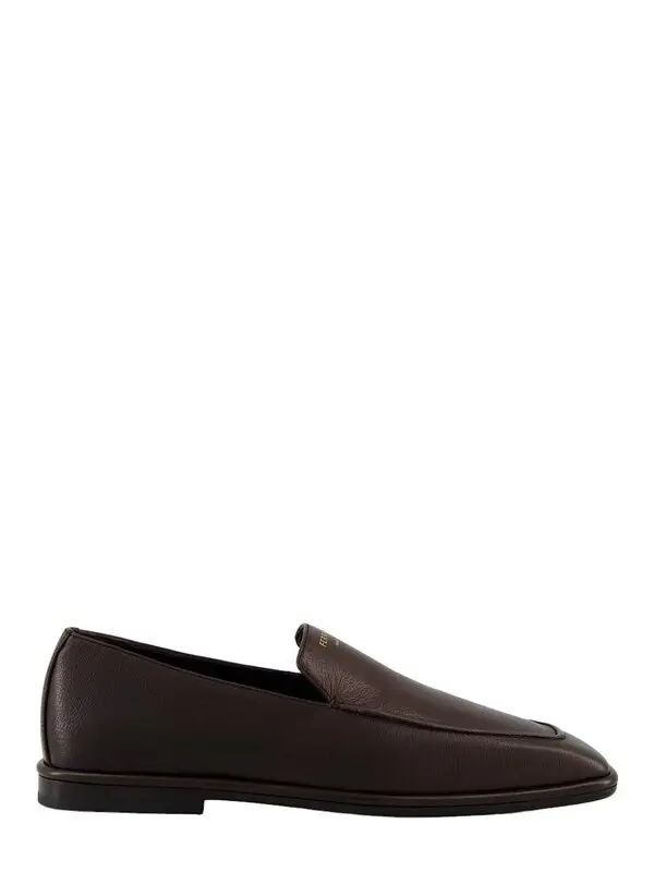 FERRAGAMO Hammered Calfskin Loafers - Brown