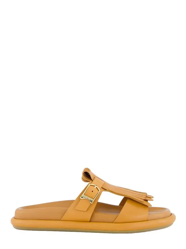 Santoni Light Dahlia Flat Leather Sandals - Brown