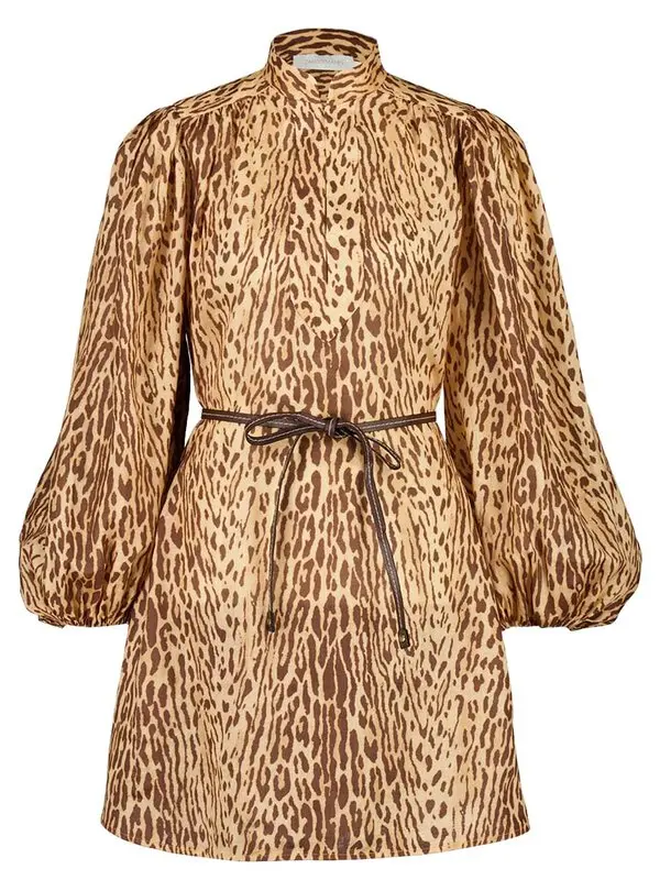 Zimmermann Cascadian Tunic Mini Dress - Brown