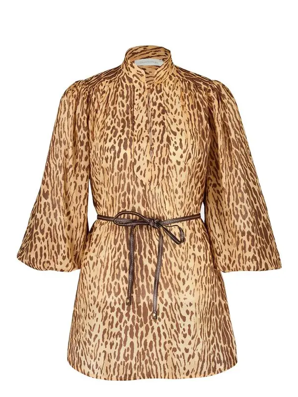 Zimmermann Leopard Print Cotton Tunic - Brown