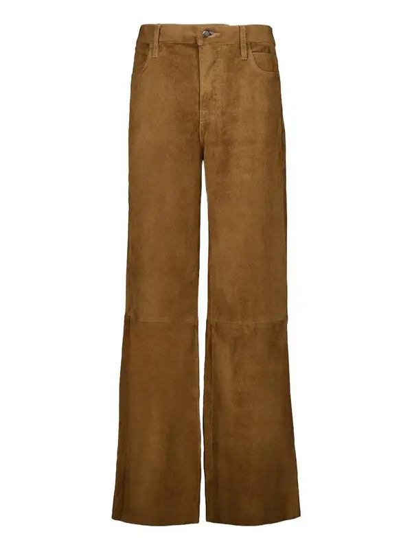PAULA Wide-leg Suede Pants - Brown