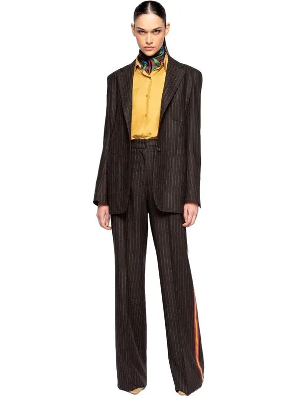 PAULA Tansy Coffee Bean Striped Blazer - Brown