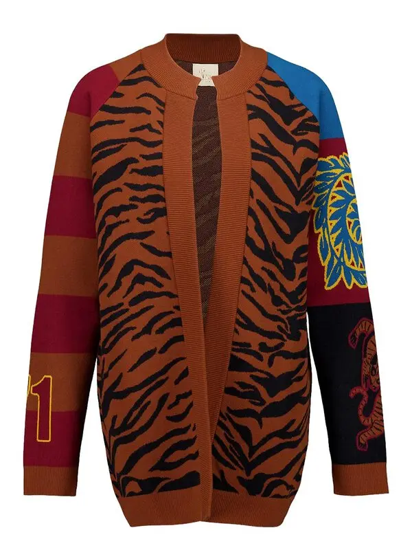 PAULA Lily Caramel Café Jacquard Oversized Jacket - Brown