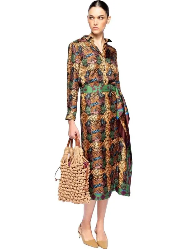 PAULA Wisteria Dreamframe Print Wrap Skirt - Brown