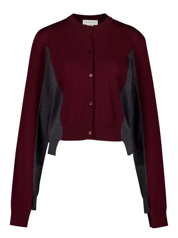 Stella McCartney Cropped Wool Cardigan - Burgundy