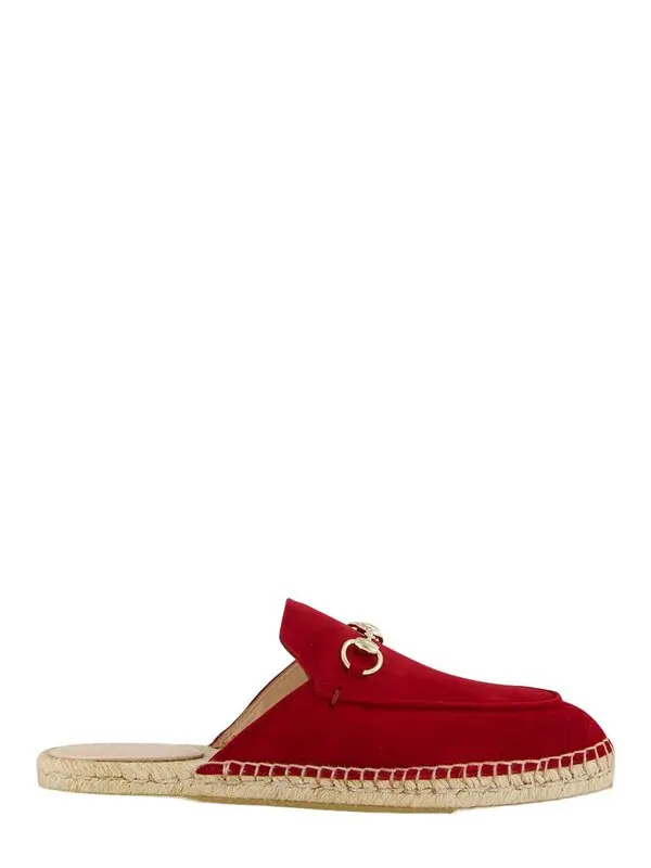 Gucci Suede Horsebit Espadrille Mules - Burgundy