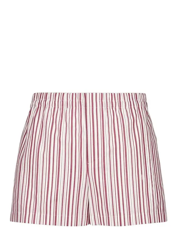 Gucci Striped Cotton Poplin Shorts - Burgundy