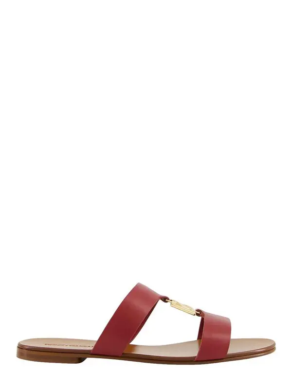 Dolce & Gabbana Dg Logo Calfskin Slides - Burgundy