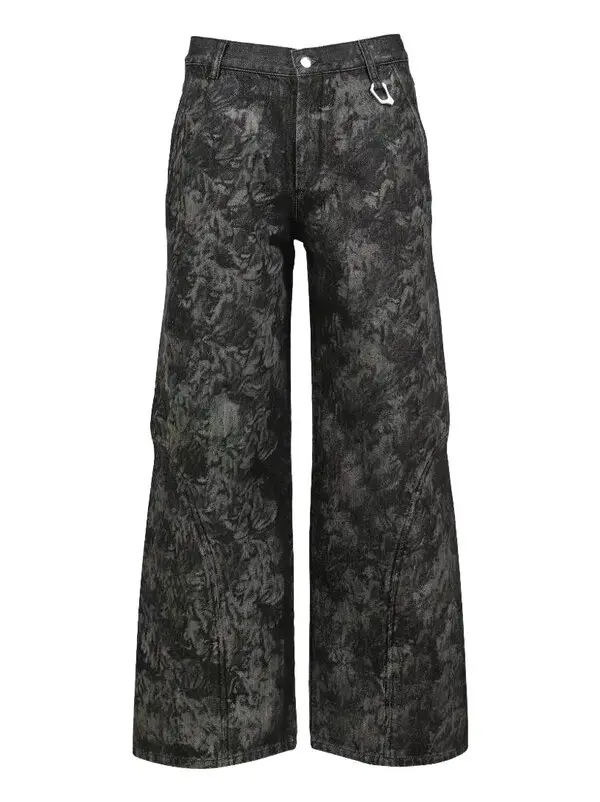 HELIOT EMIL Patterned Wide Leg Trousers - Black