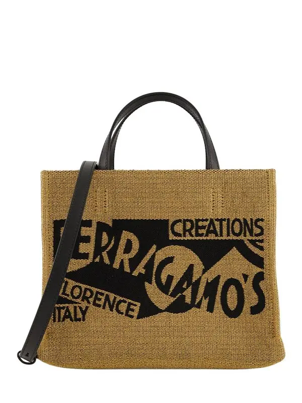FERRAGAMO Medium Venna Logo Tote Bag - Brown
