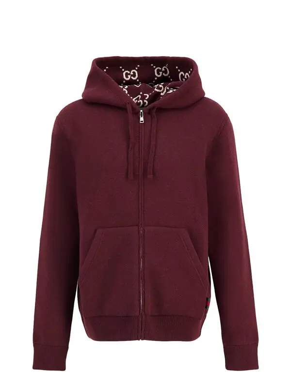 Gucci Gg Wool Zip Sweatshirt - Burgundy
