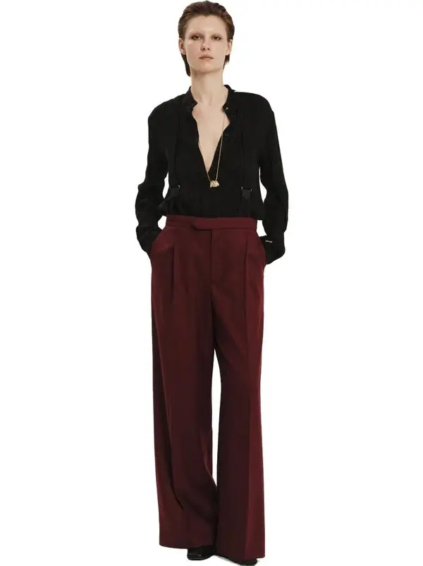 Zeus+dione Fractal Tailored Wool Trousers - Burgundy