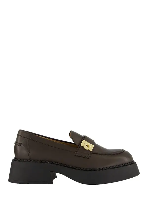 FERRAGAMO Caminia Chunky Leather Loafers - Brown