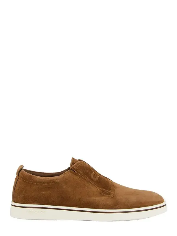 FERRAGAMO Leather Slip-on Sneakers - Brown