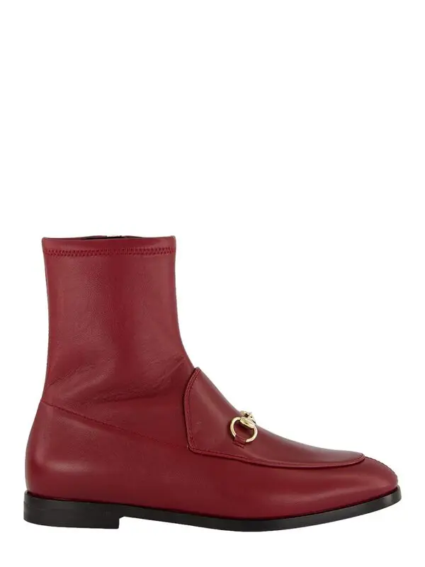 Gucci Leather Jordaan Ankle Boots - Burgundy