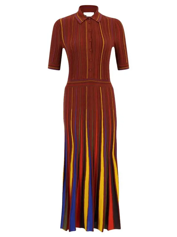 Gabriela Hearst Calypso Pinstripe Knit Midi Dress - Brown